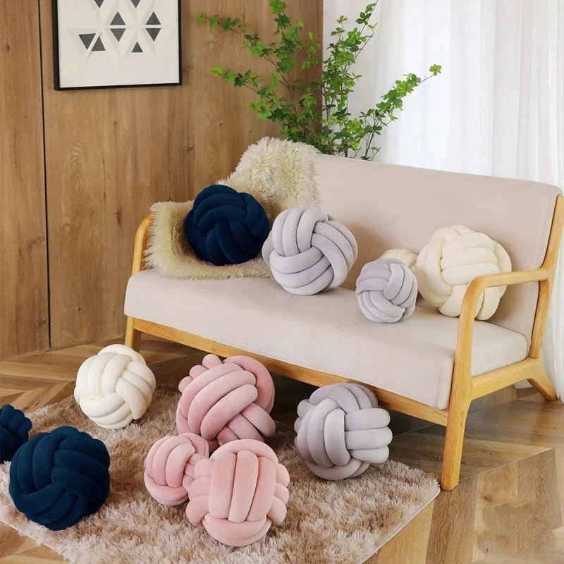 Decorative Knotted Suede Effect Ball Soft Cushion Pillow – Civaro