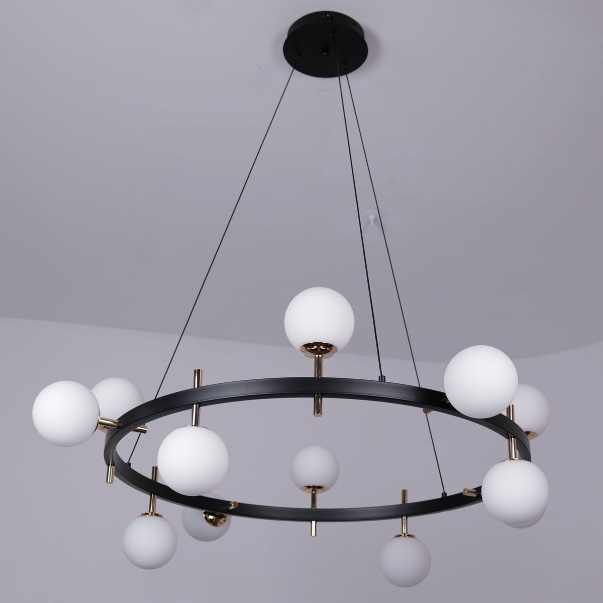 Kingsman Chandelier – Luxury Glass Globe Ceiling Light in Gold & Brown ...