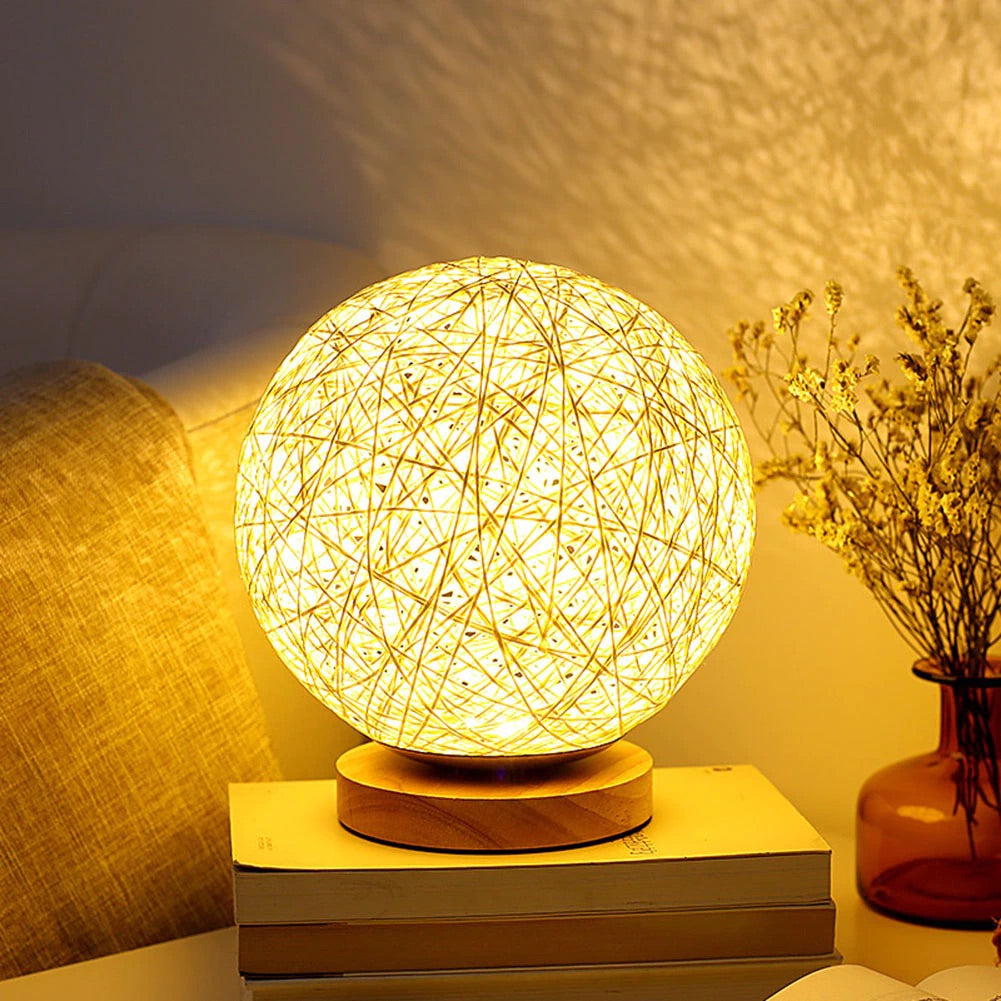 Rattan Sphere Bedside Lamp - Modern Home Decor Light – Civaro