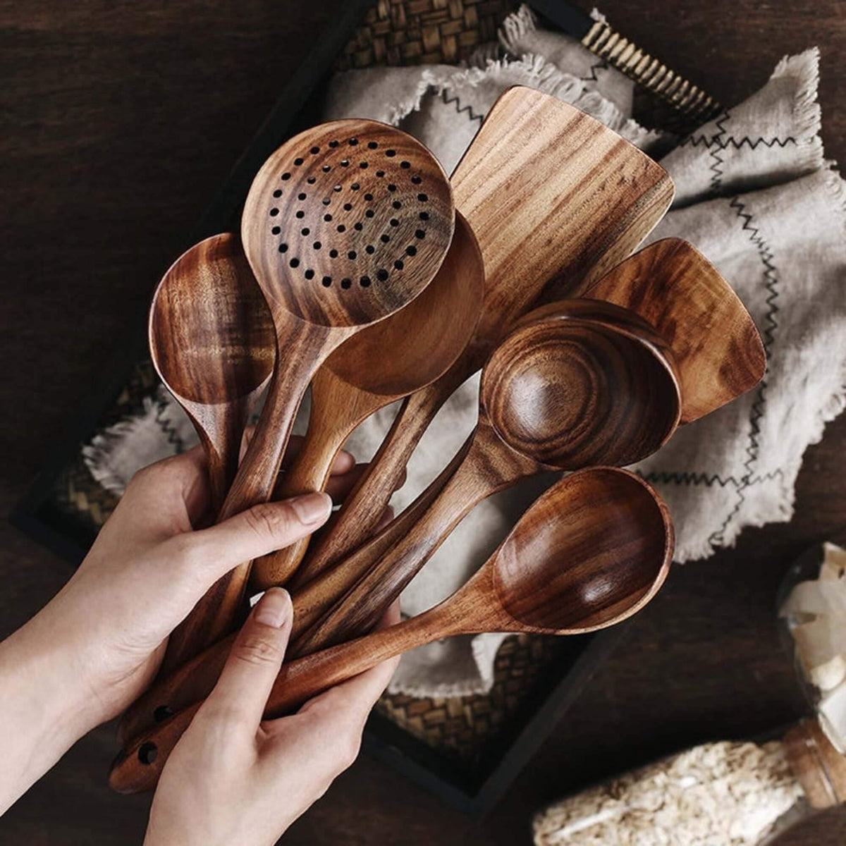 NordTeak Wooden Cookware Set Handcrafted Teak Utensils – Civaro